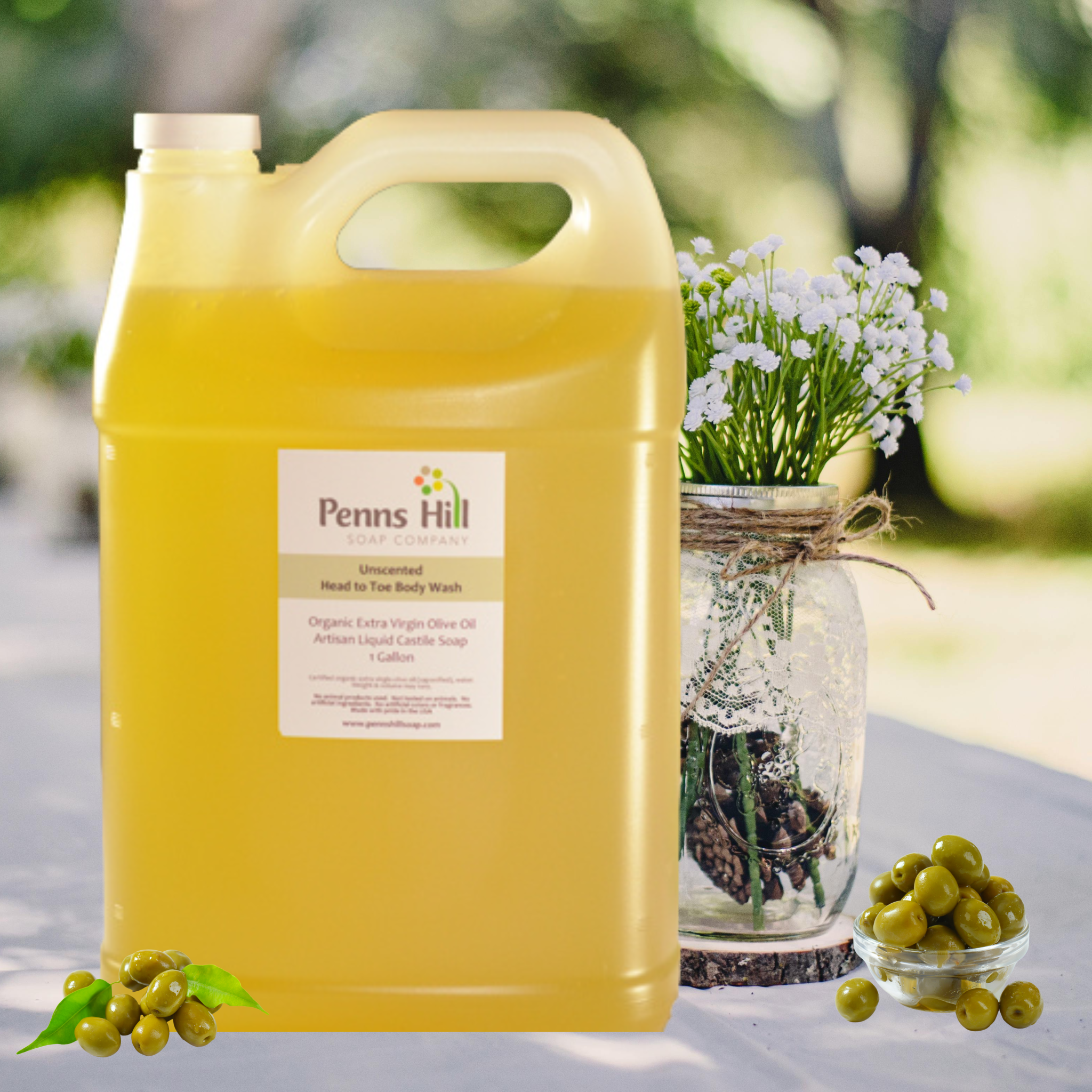Organic Olive Oil Castile Soap Unscented Gallon – Penns Hill Organic ...